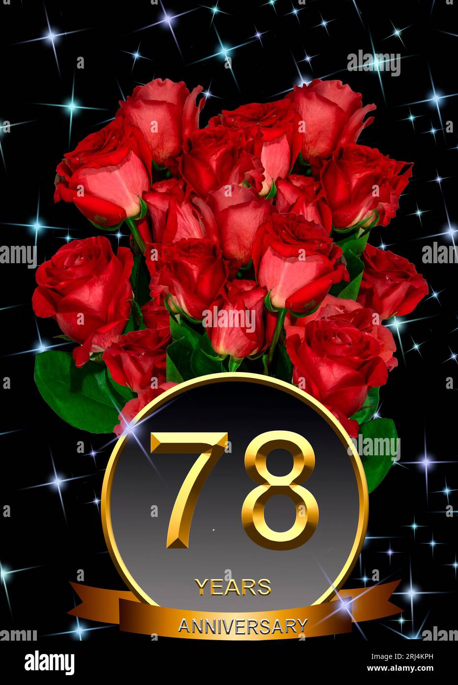 3d illustration, 78 anniversary. golden numbers on a festive background ...