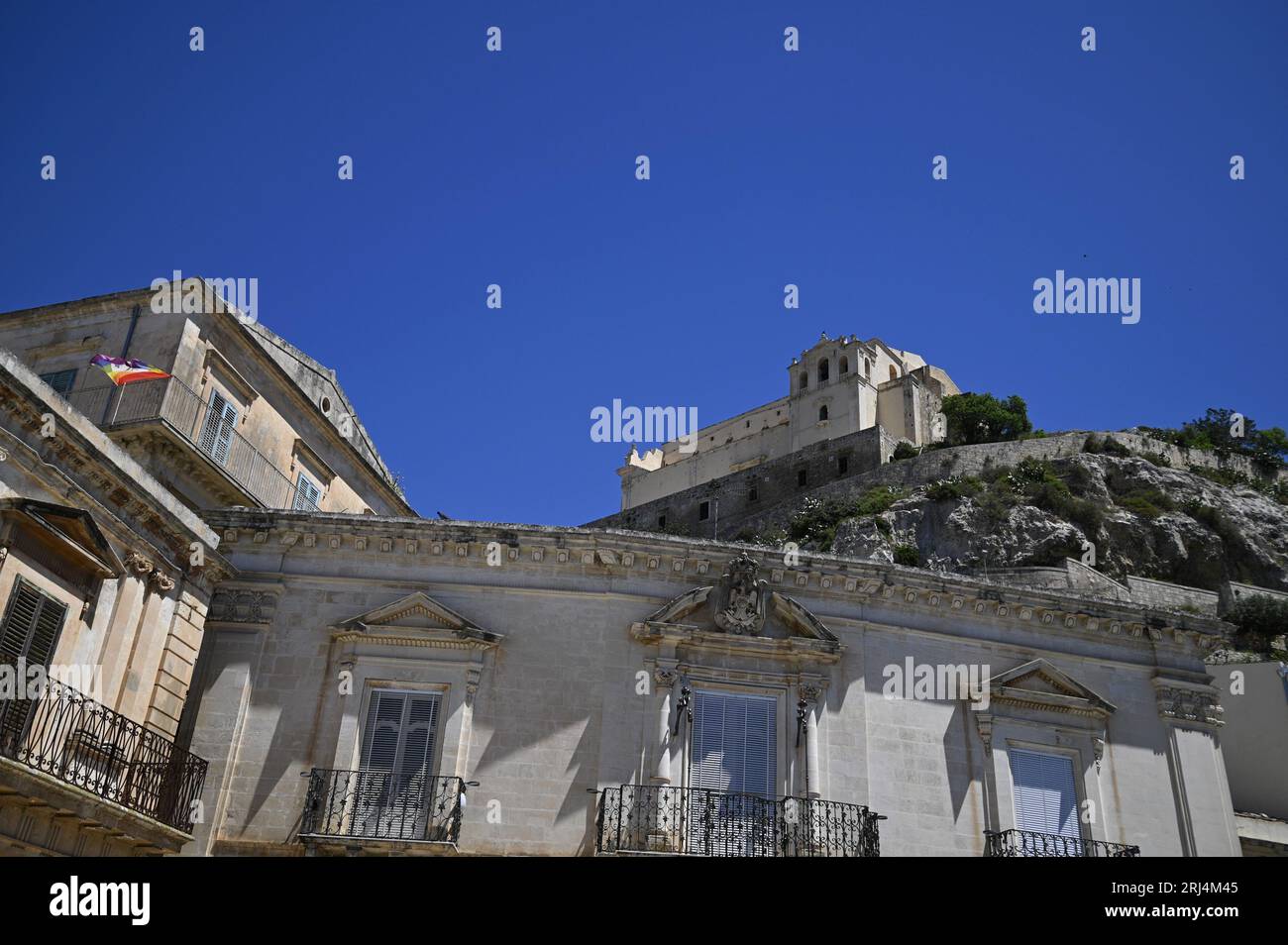 Landscape with scenic view of Castello dei tre Cantoni a Medieval ...