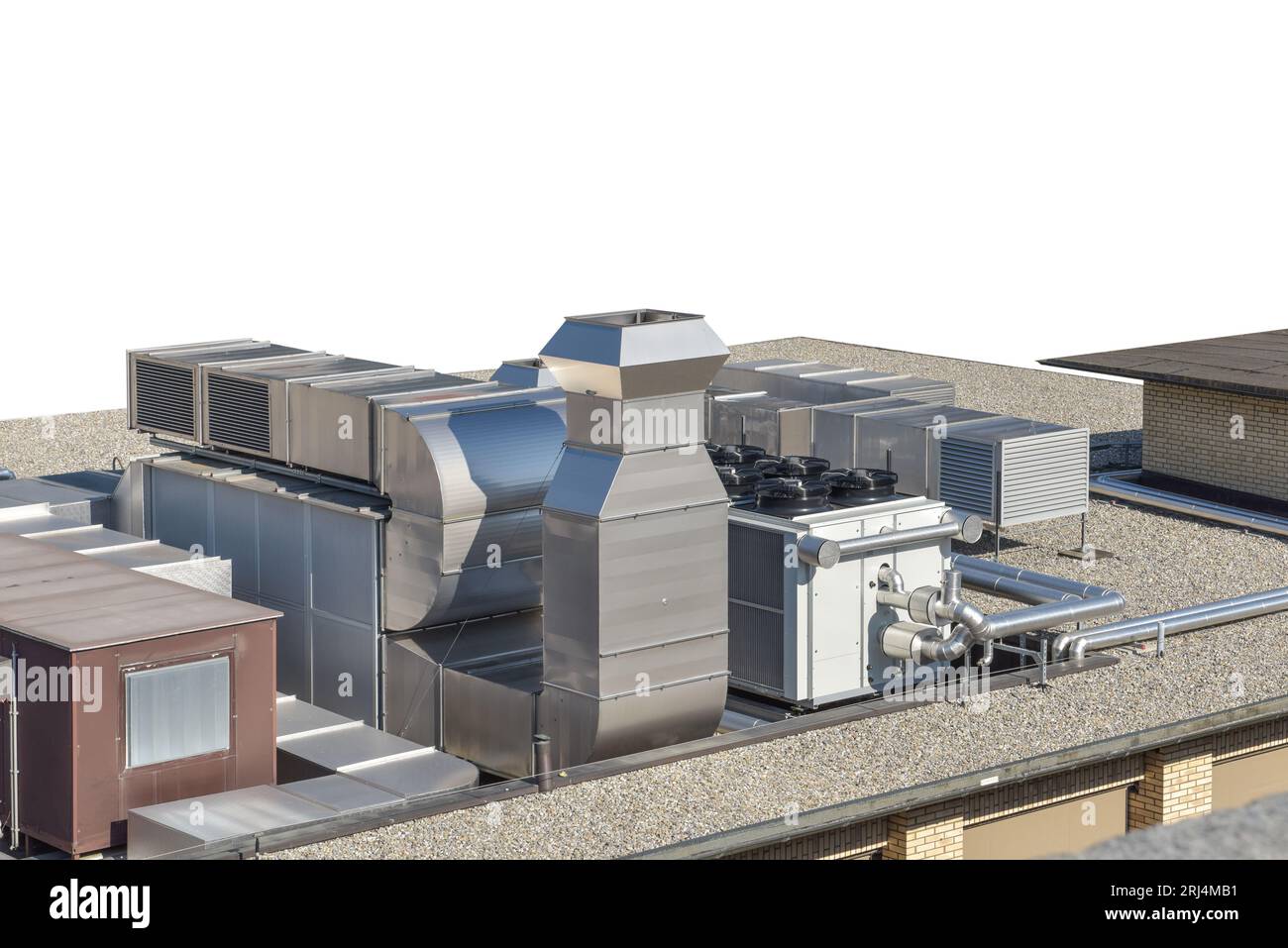 hvac ventilation system on a roof in front of a white background ...