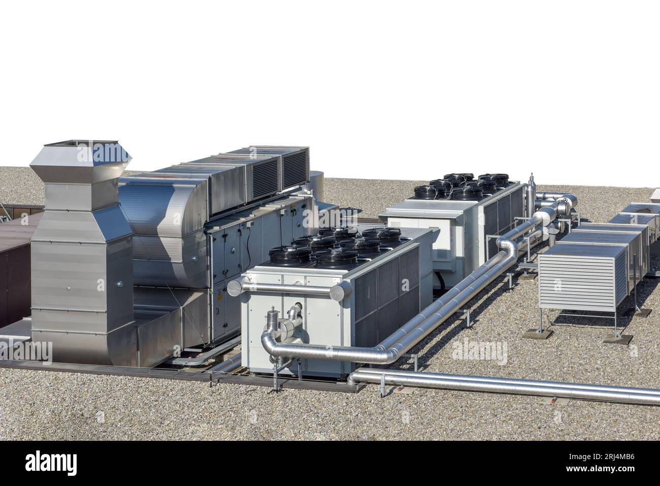 hvac ventilation system on a roof in front of a white background ...