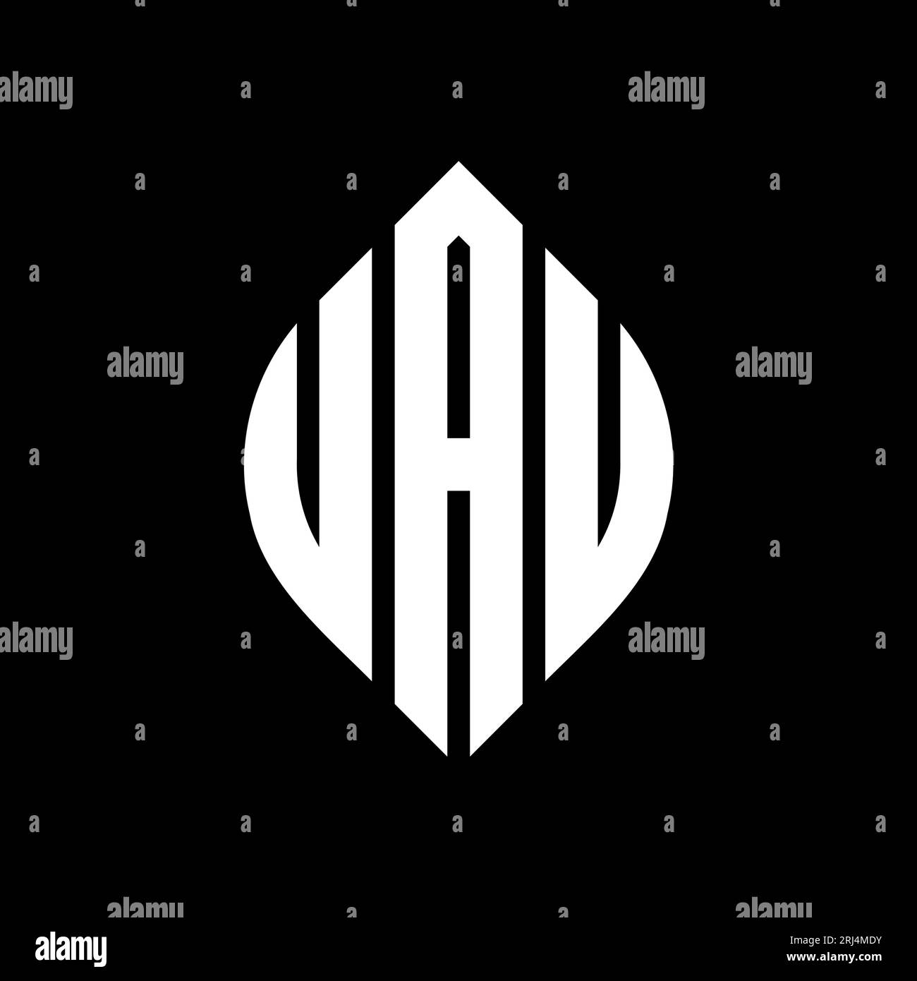 UAU circle letter logo design with circle and ellipse shape. UAU ...