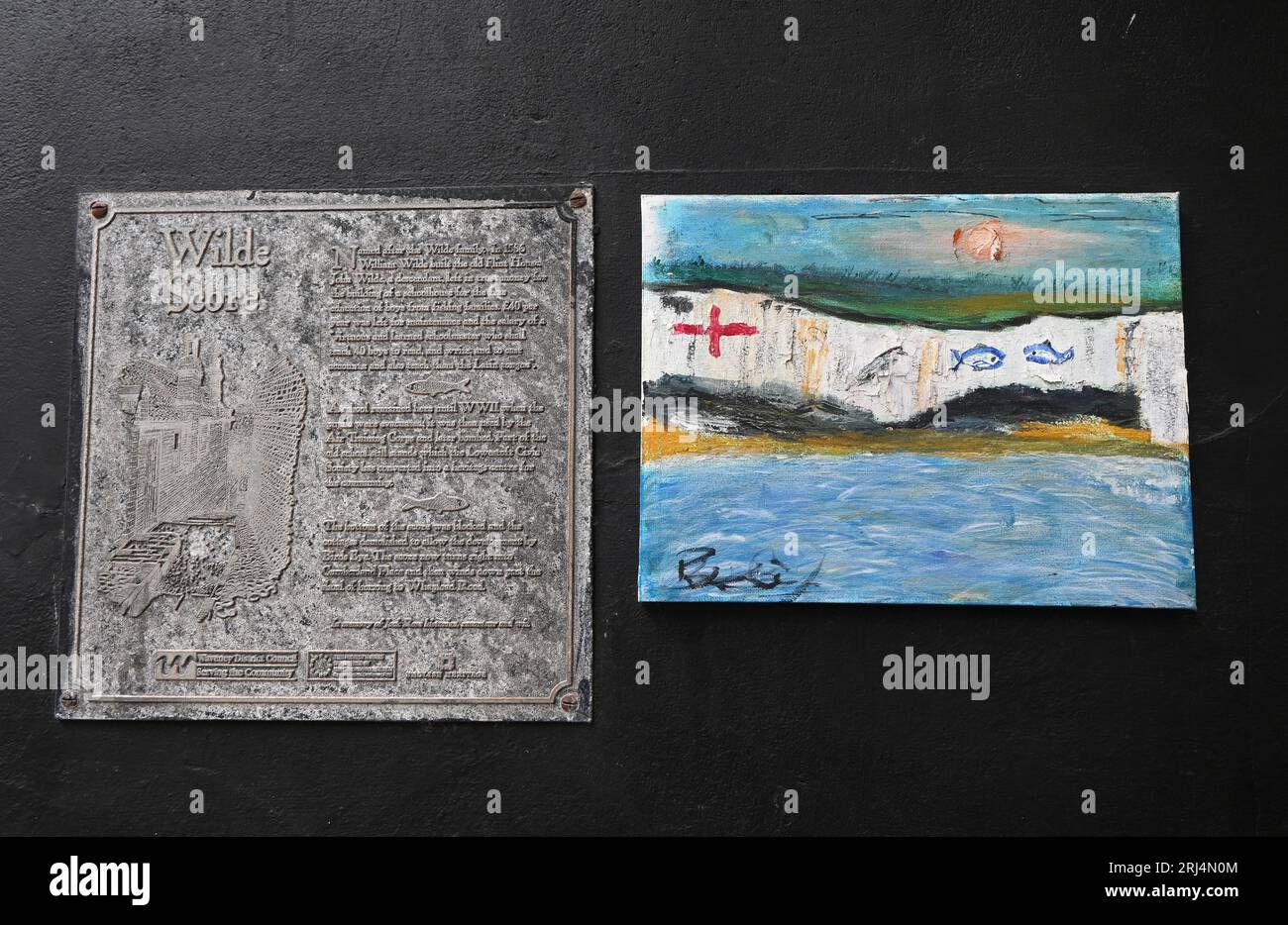 plaque to the wilde family and canvas painting, wall, high street ...