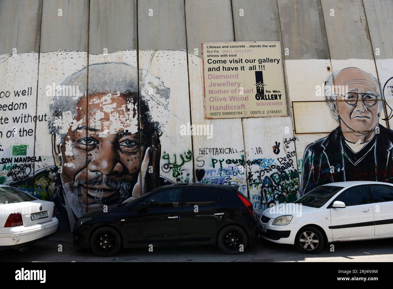 Murals on the Israeli security barrier in Bethlehem, Palestine Stock ...