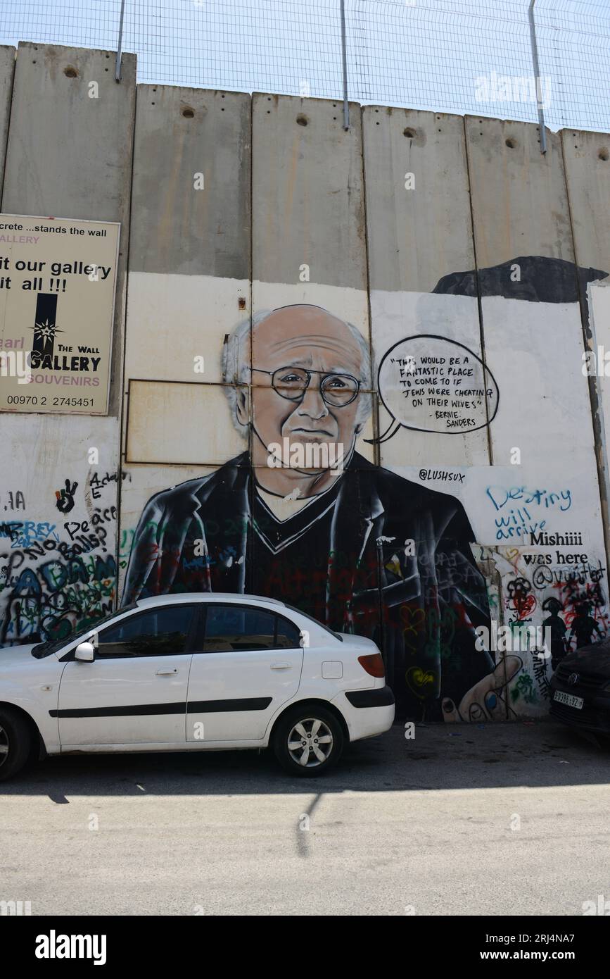 Murals on the Israeli security barrier in Bethlehem, Palestine Stock ...