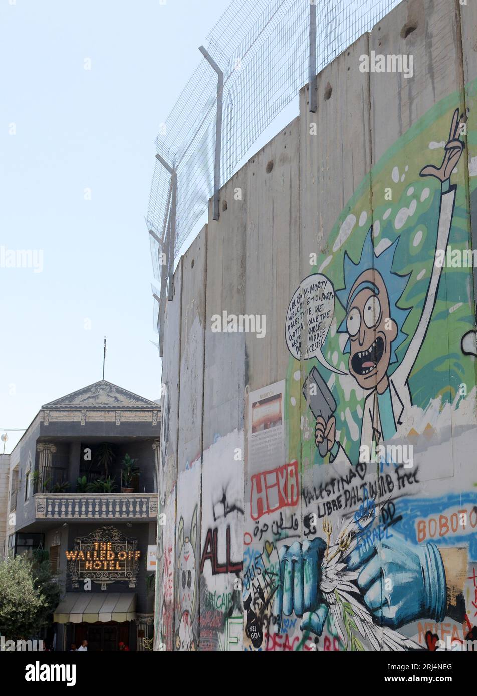 Murals on the Israeli security barrier in Bethlehem, Palestine Stock ...