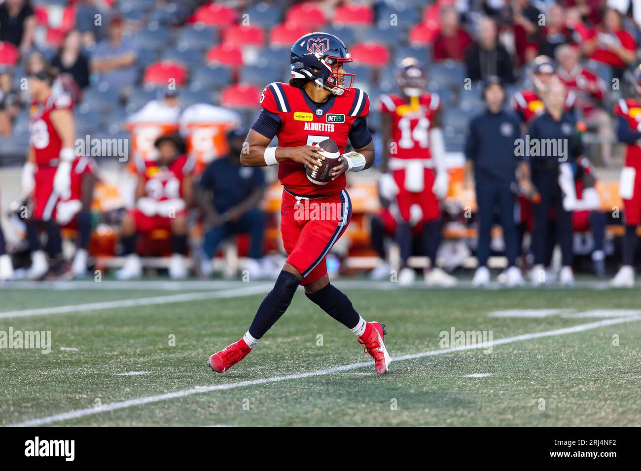 OTTAWA, ON - AUGUST 19: Montreal Alouettes quarterback Caleb Evans (5 ...