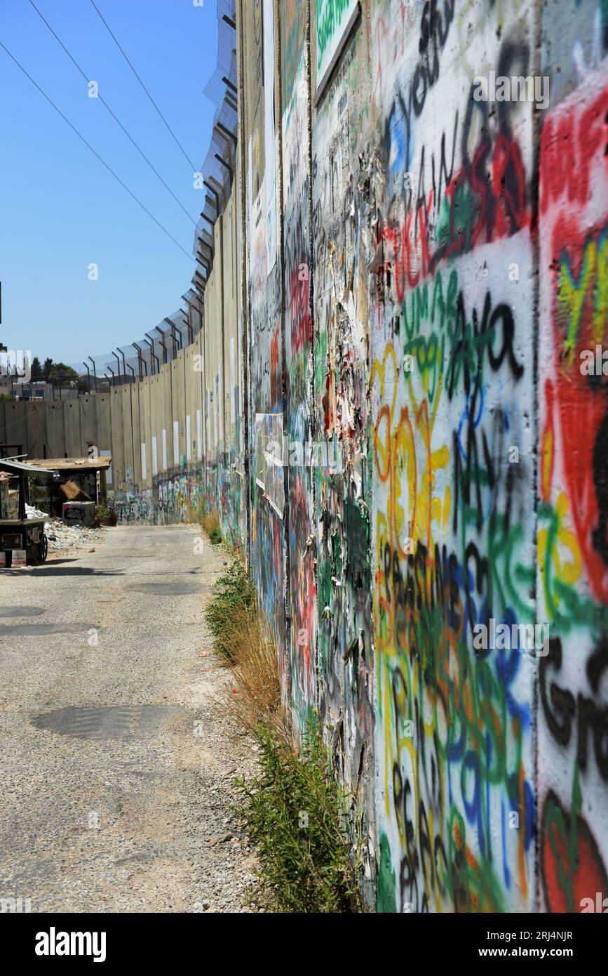 Murals on the Israeli security barrier in Bethlehem, Palestine Stock ...