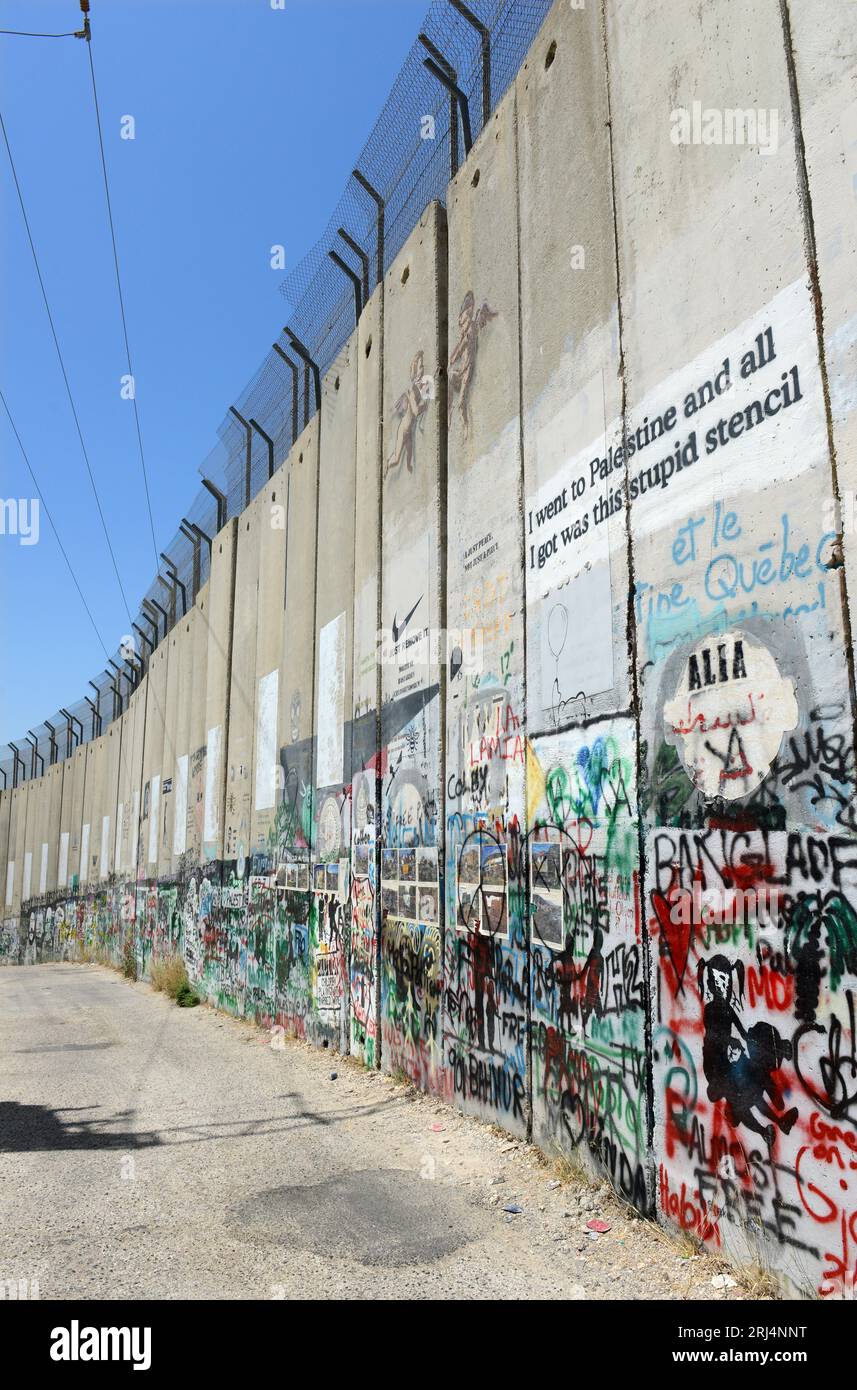 Murals on the Israeli security barrier in Bethlehem, Palestine Stock ...
