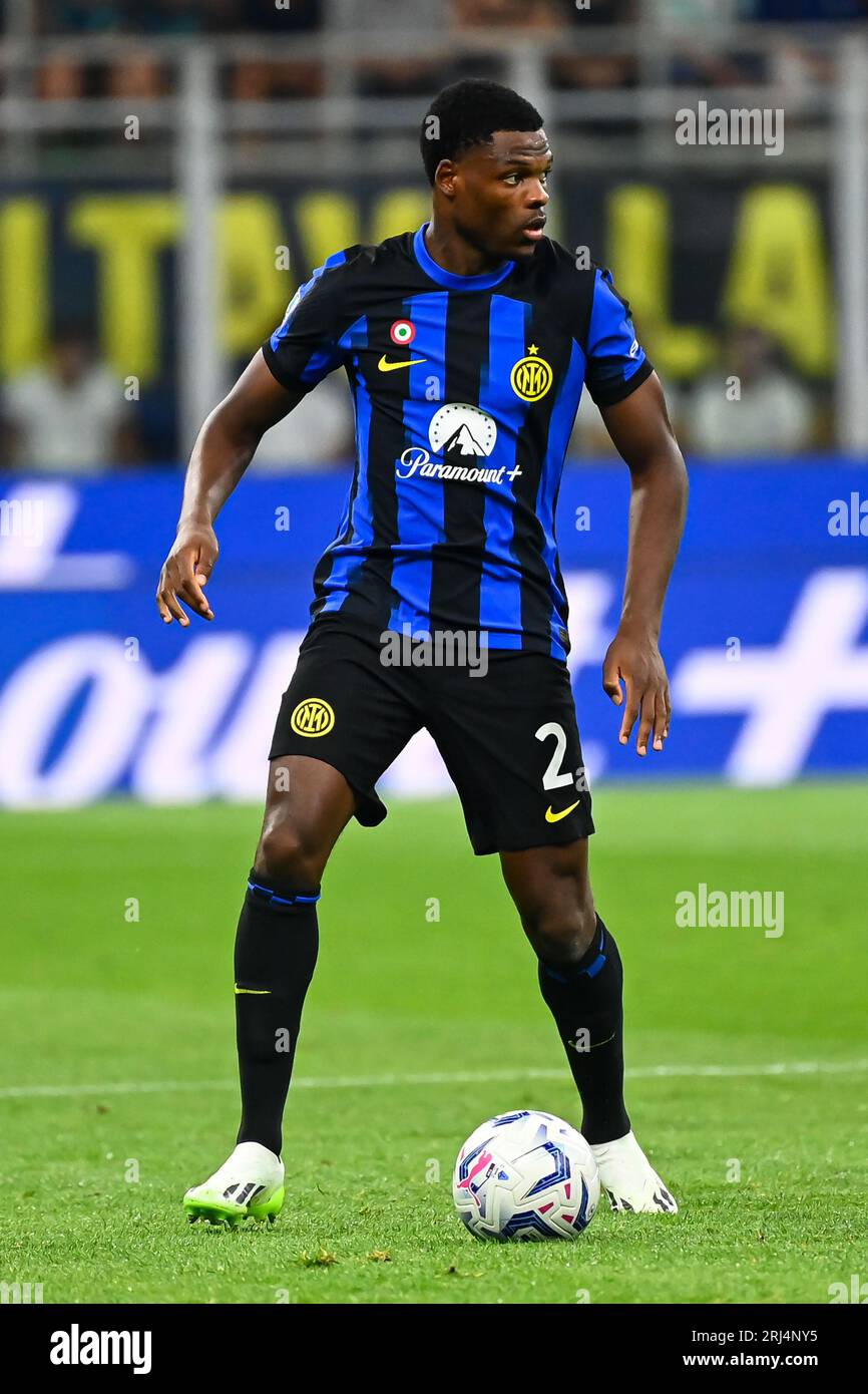 Denzel Dumfries of FC Internazionale during Italy’s Serie A football match Inter vs Monza at San ...