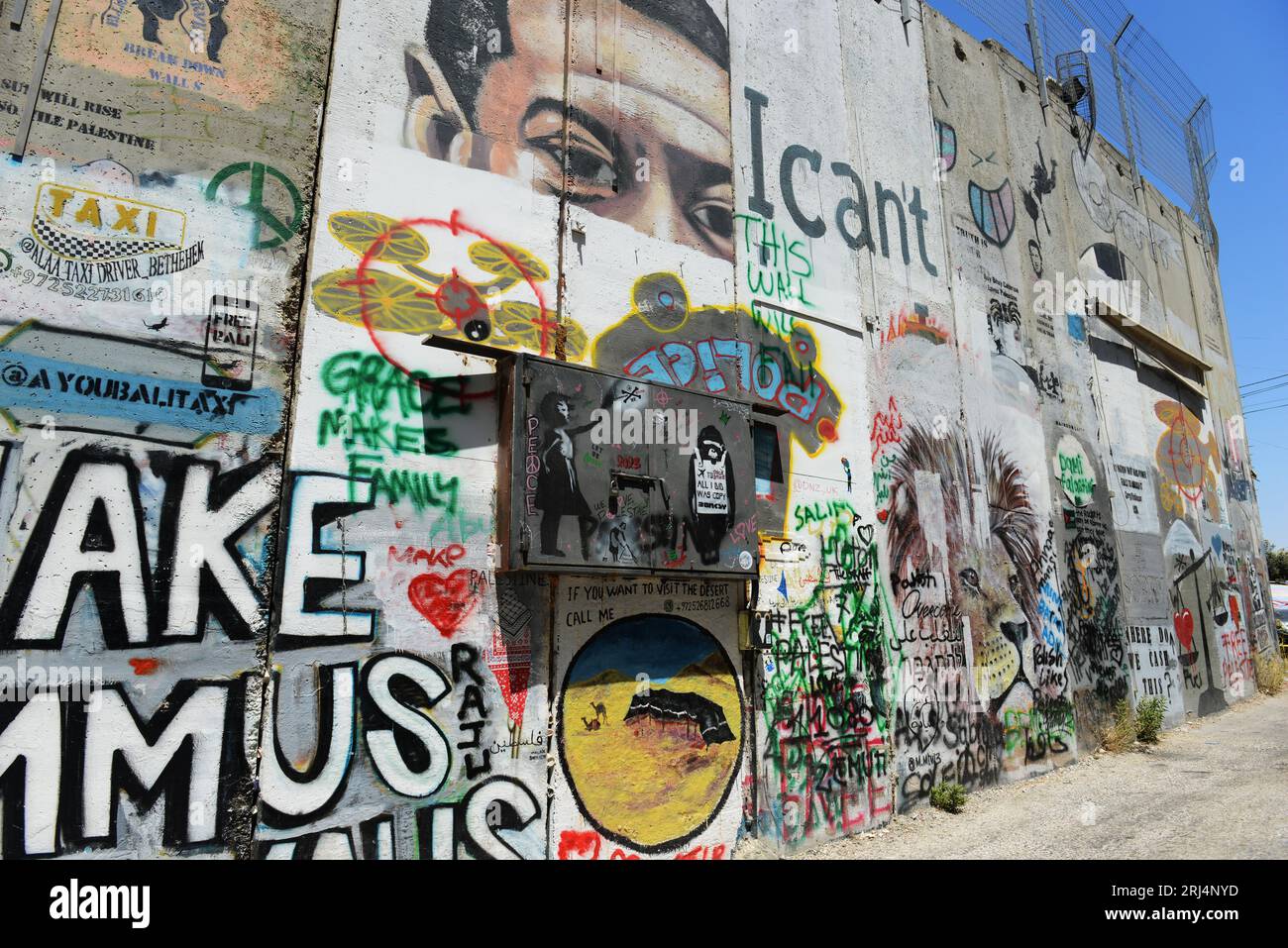 Murals on the Israeli security barrier in Bethlehem, Palestine Stock ...