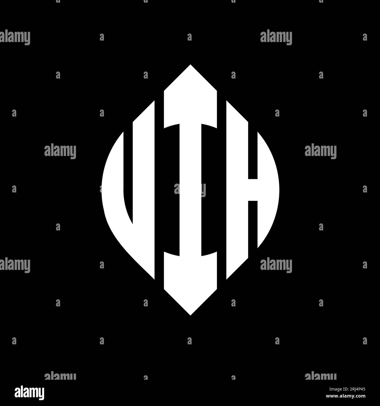 UIH circle letter logo design with circle and ellipse shape. UIH ...