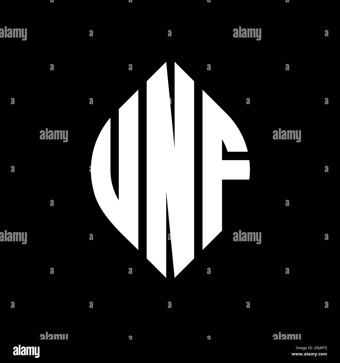 UNF circle letter logo design with circle and ellipse shape. UNF ...