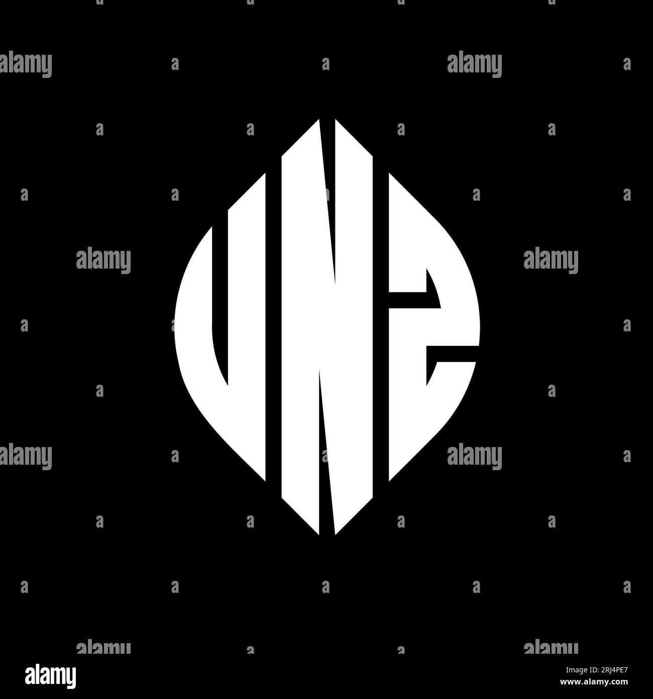 UNZ circle letter logo design with circle and ellipse shape. UNZ ...