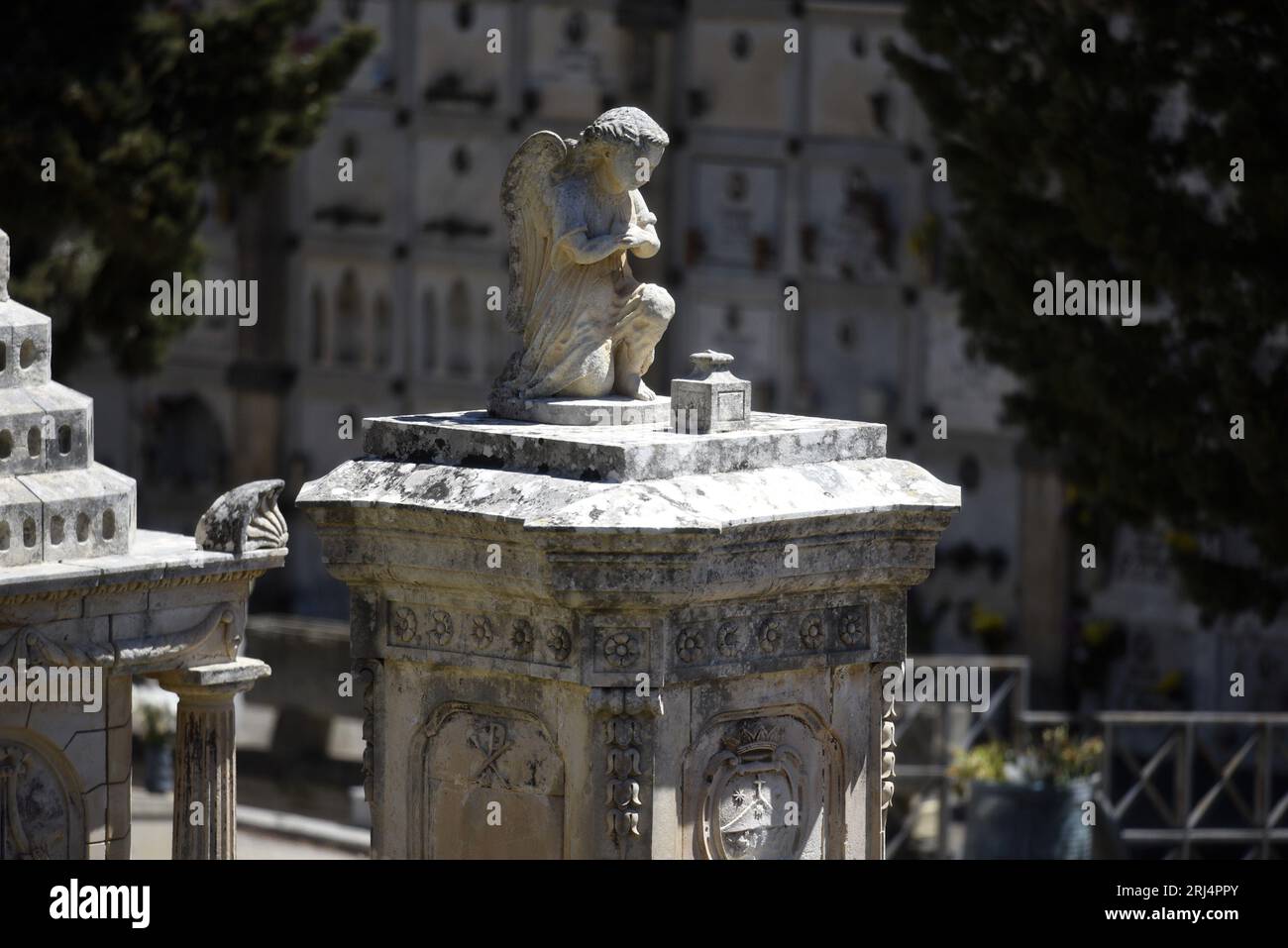 Baroque style architectural detail of a funerary memorial mausoleum in ...