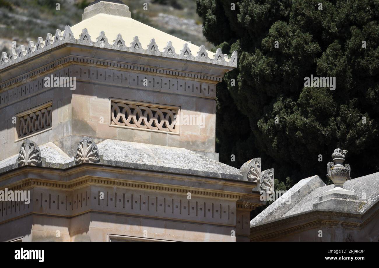 Baroque style memorial mausoleum in Cimetero Monumentale di Scicli in ...