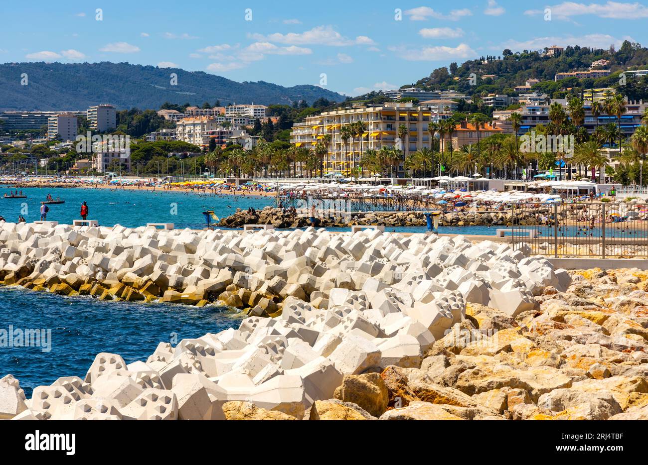 Cannes, France - July 31, 2022: Cannes seafront panorama with ...