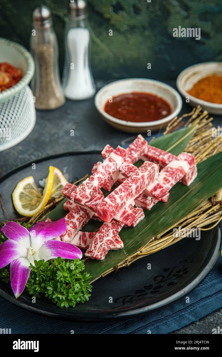 Raw Beef spare ribs for the Yakiniku, Sukiyaki, barbecue and Shabu.for ...