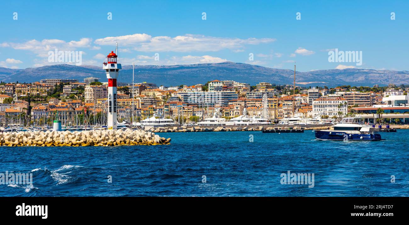 Cannes, France - July 31, 2022: Cannes seafront panorama with ...