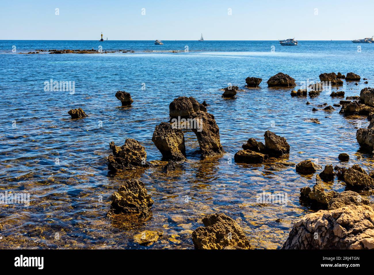 Cannes, France - July 31, 2022: Rocky coast with woods and forest of ...