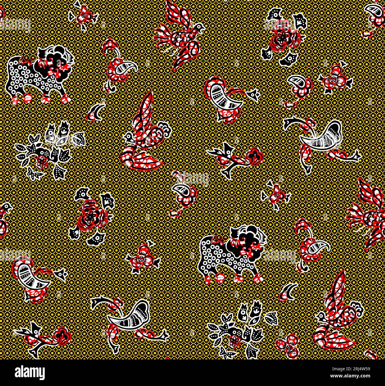 African Wax Print fabric, Ethnic overlap ornament seamless design ...