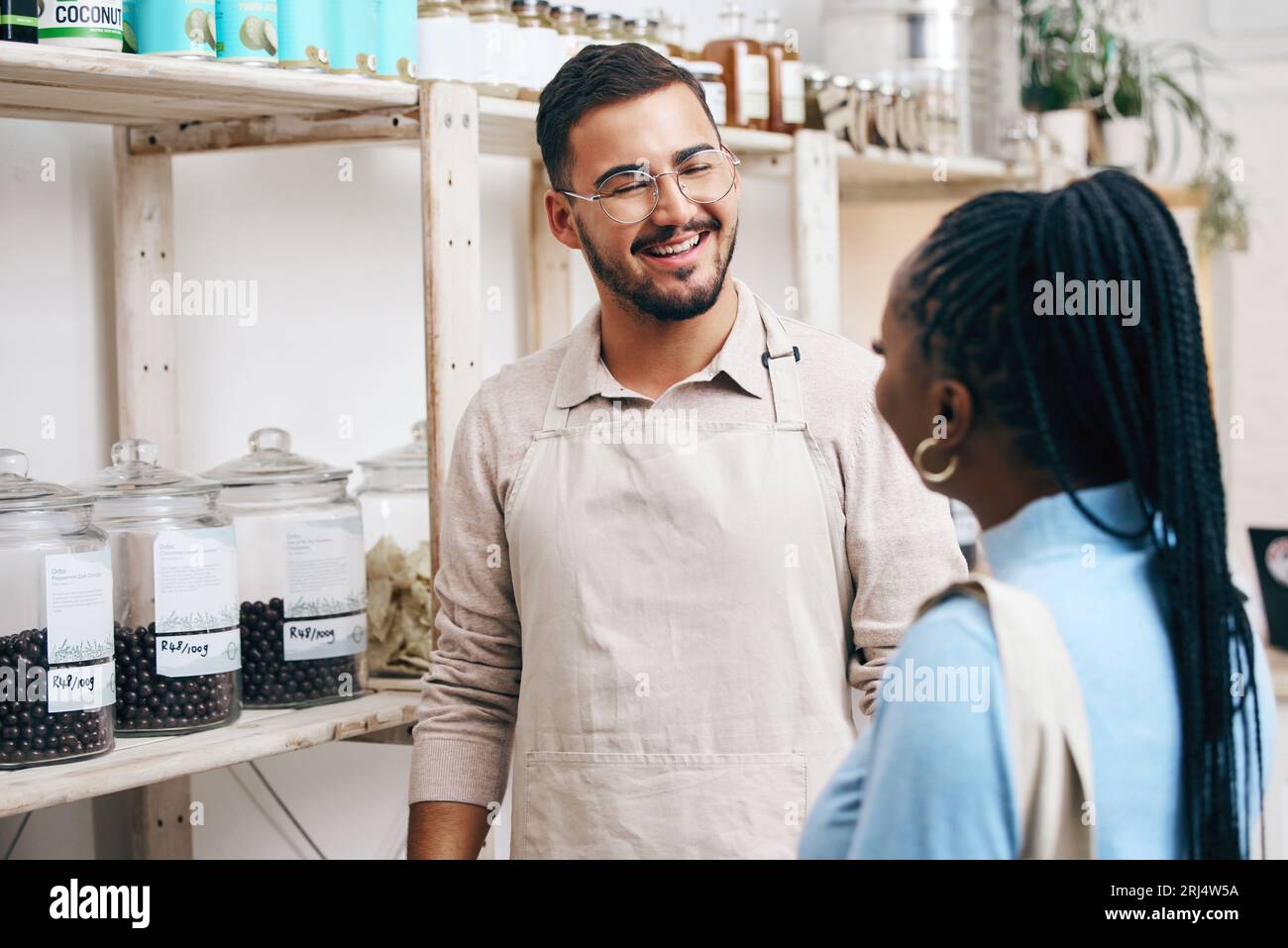 Manager workers talking grocery store hi-res stock photography and ...