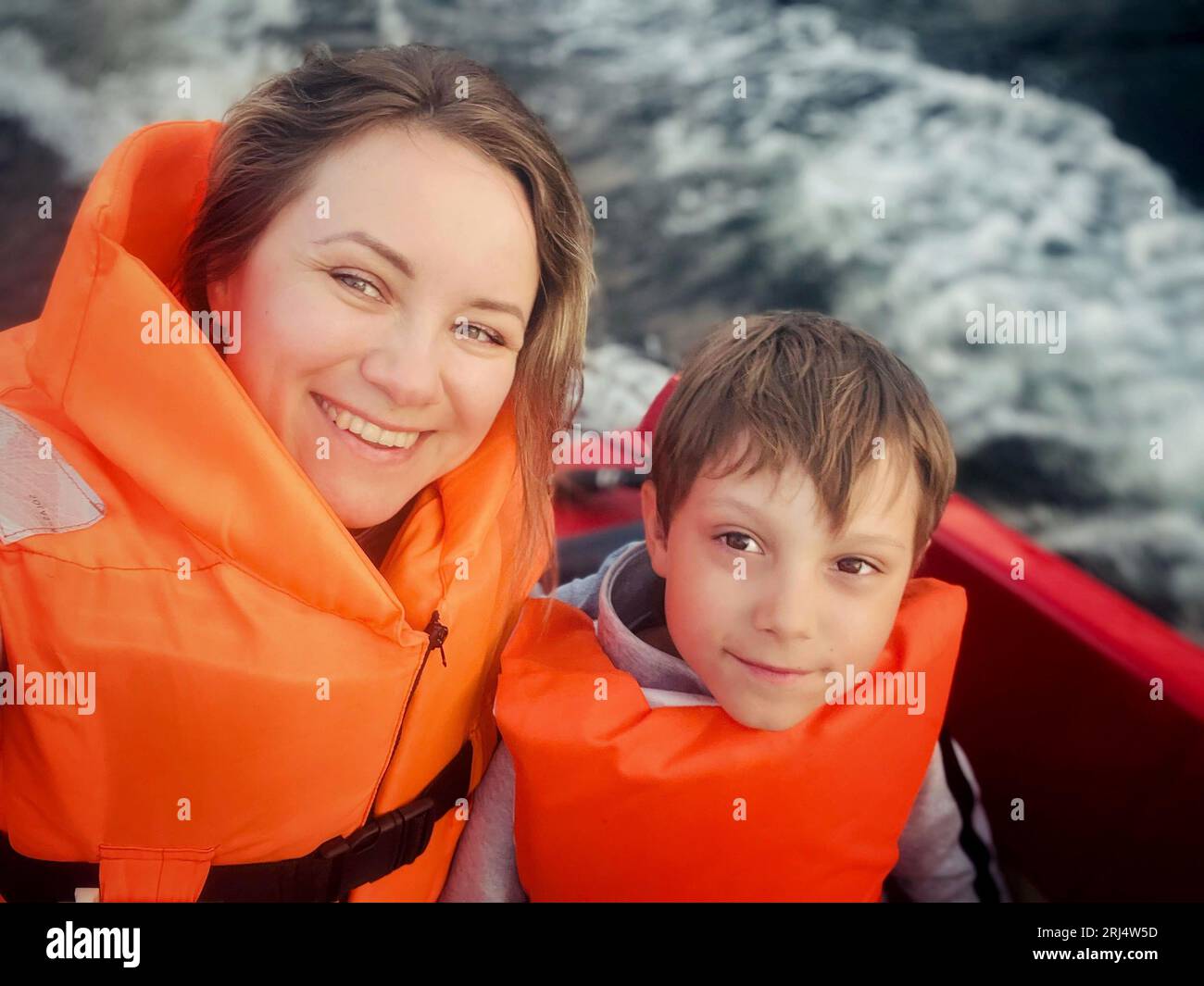 Mother son having boat trip hi-res stock photography and images - Alamy