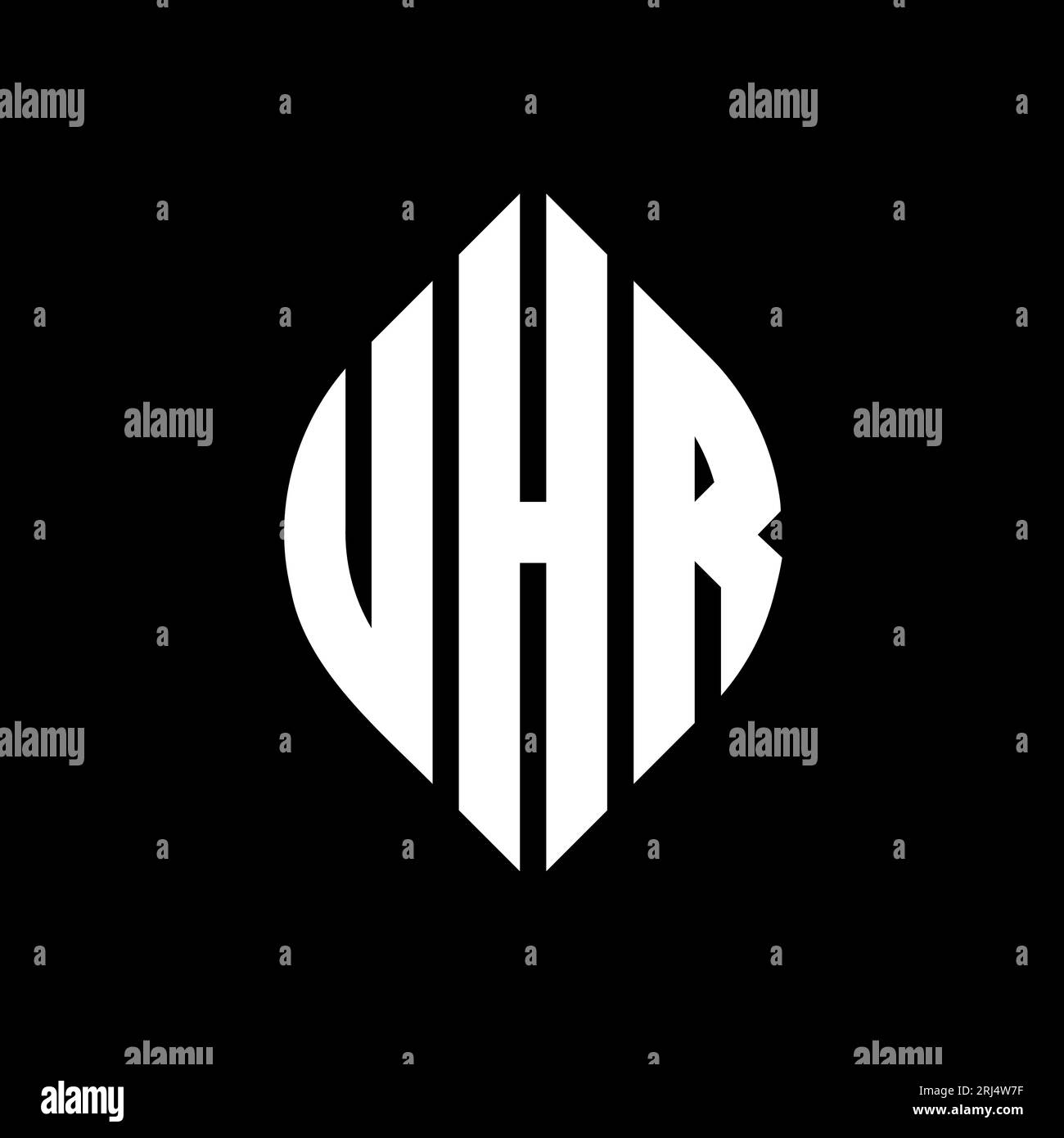 UHR circle letter logo design with circle and ellipse shape. UHR ...