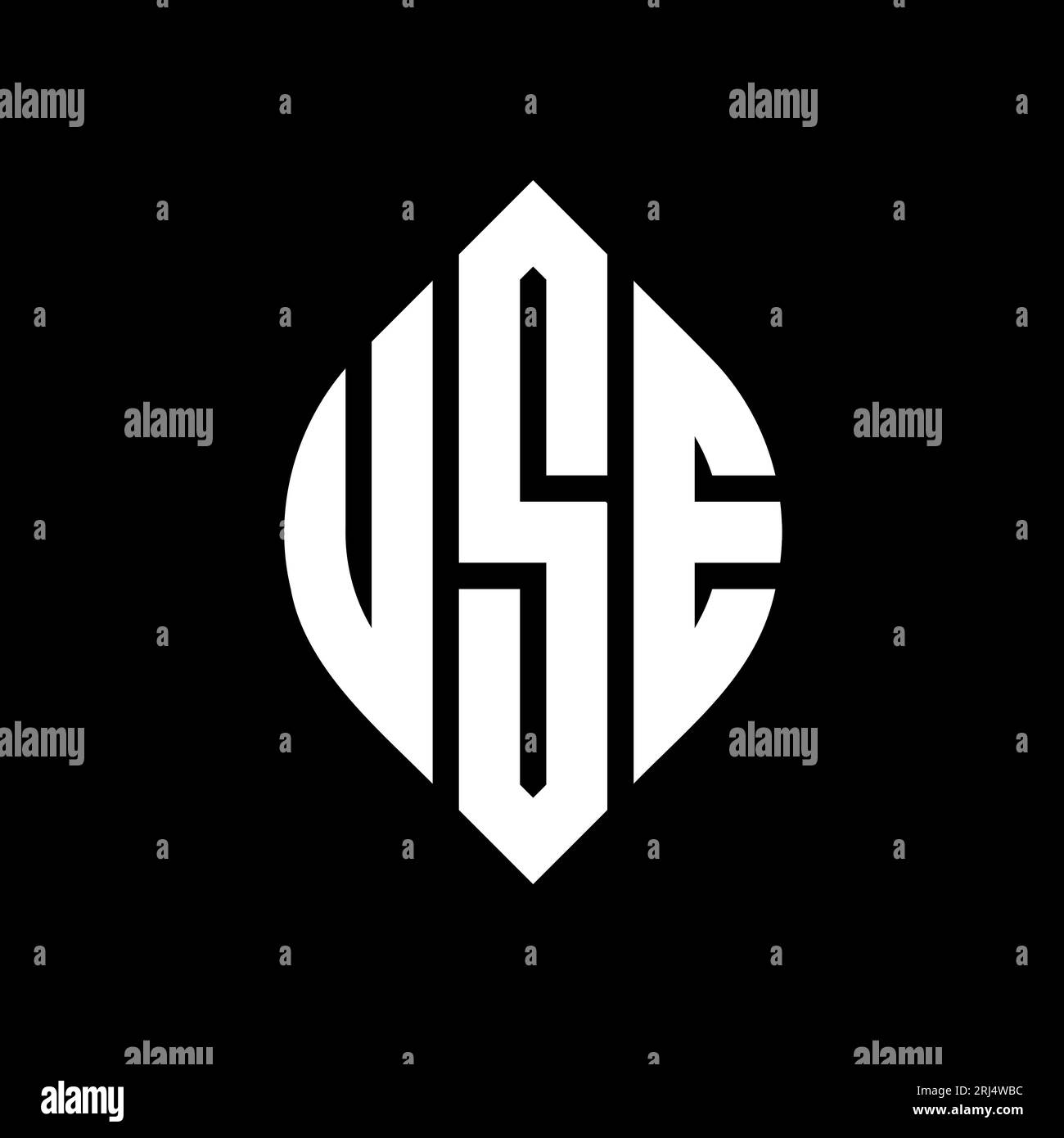 USE circle letter logo design with circle and ellipse shape. USE ...