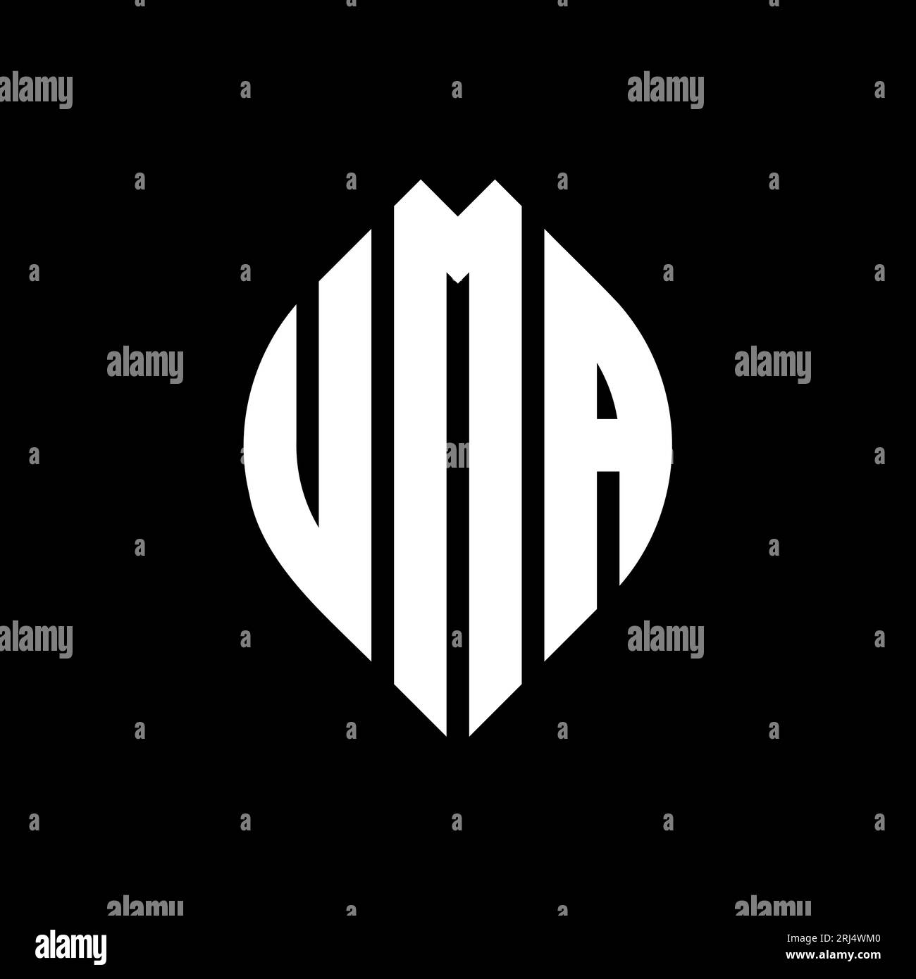 UMA circle letter logo design with circle and ellipse shape. UMA ...