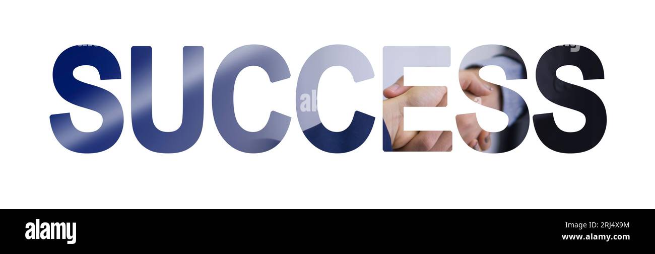 A hand holding overlay on the empowering word "Success", crafted with a ...