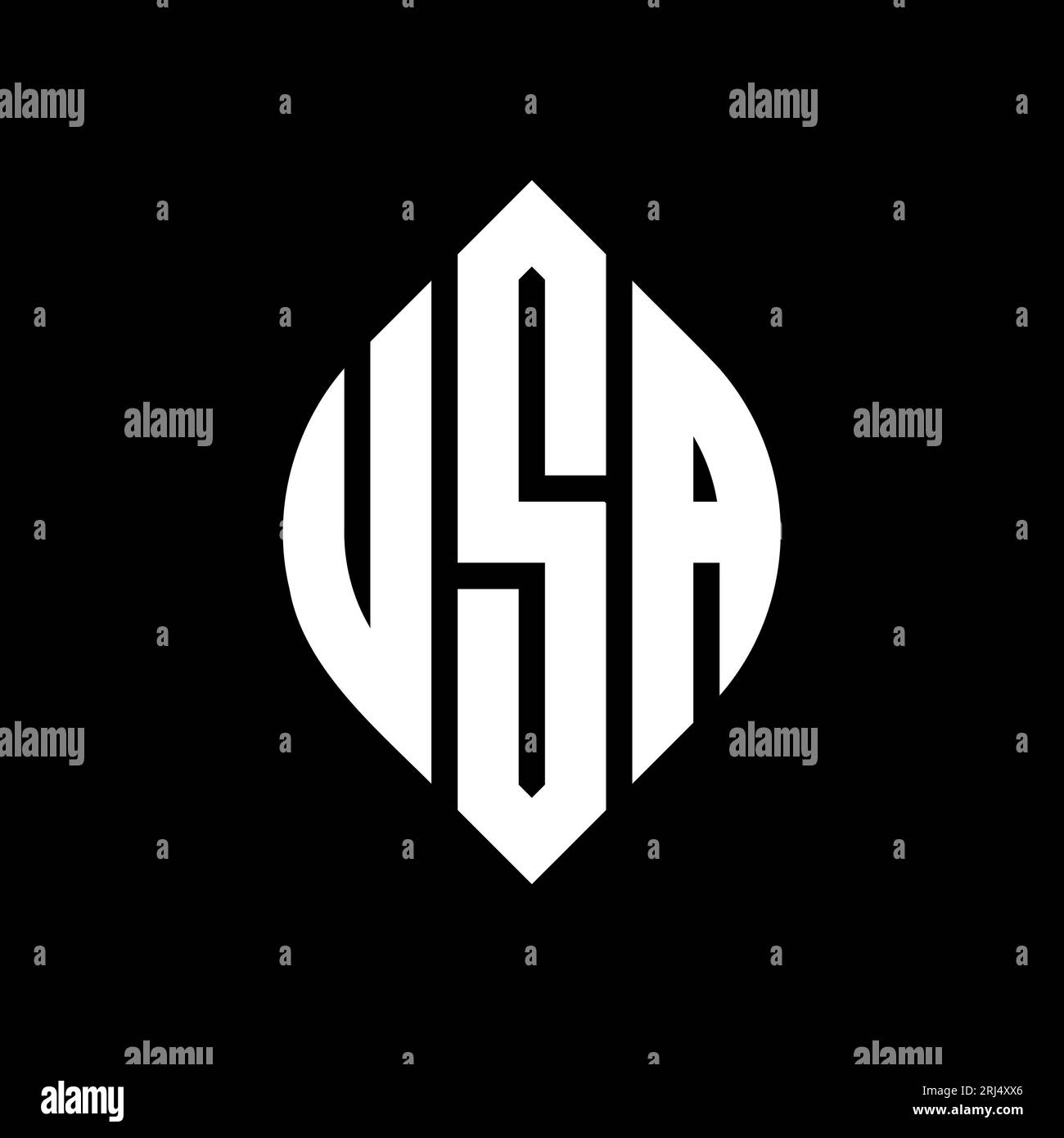 USA circle letter logo design with circle and ellipse shape. USA ...