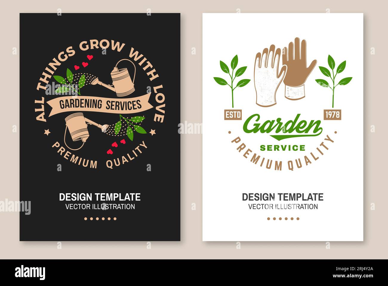 Set of gardening and yard work services poster, banner. Vector ...