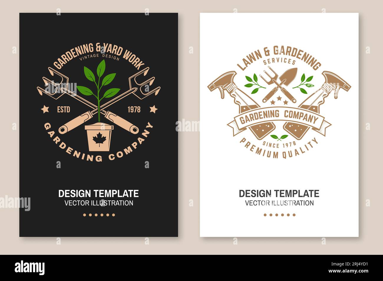 Set of gardening and yard work services poster, banner. Vector ...