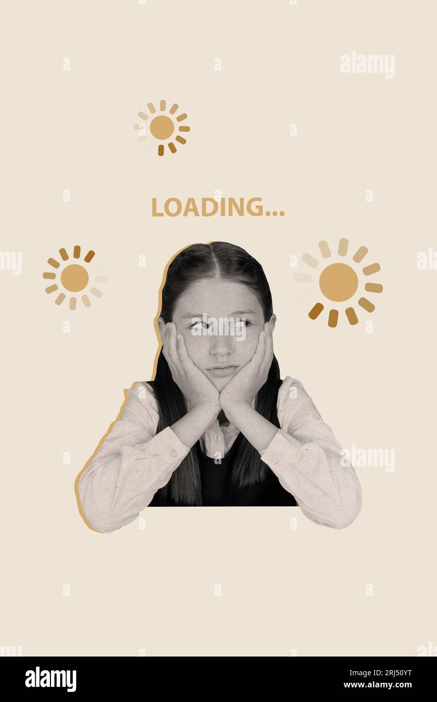 Vertical creative composite photo collage of concentrated girl hands on ...