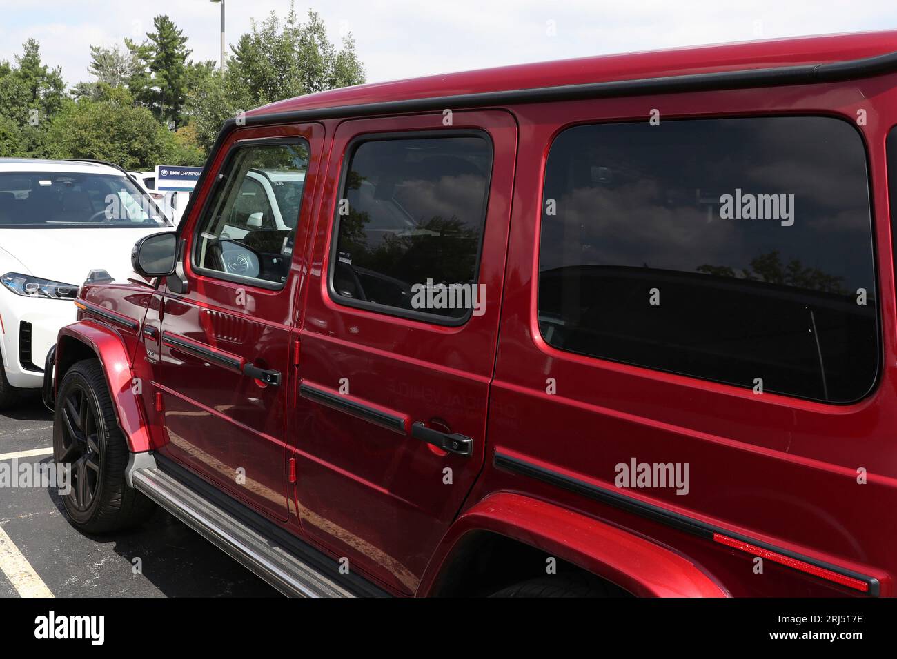 OLYMPIA FIELDS, IL - The vehicle driven by PGA golfer Jon Rahm as seen ...