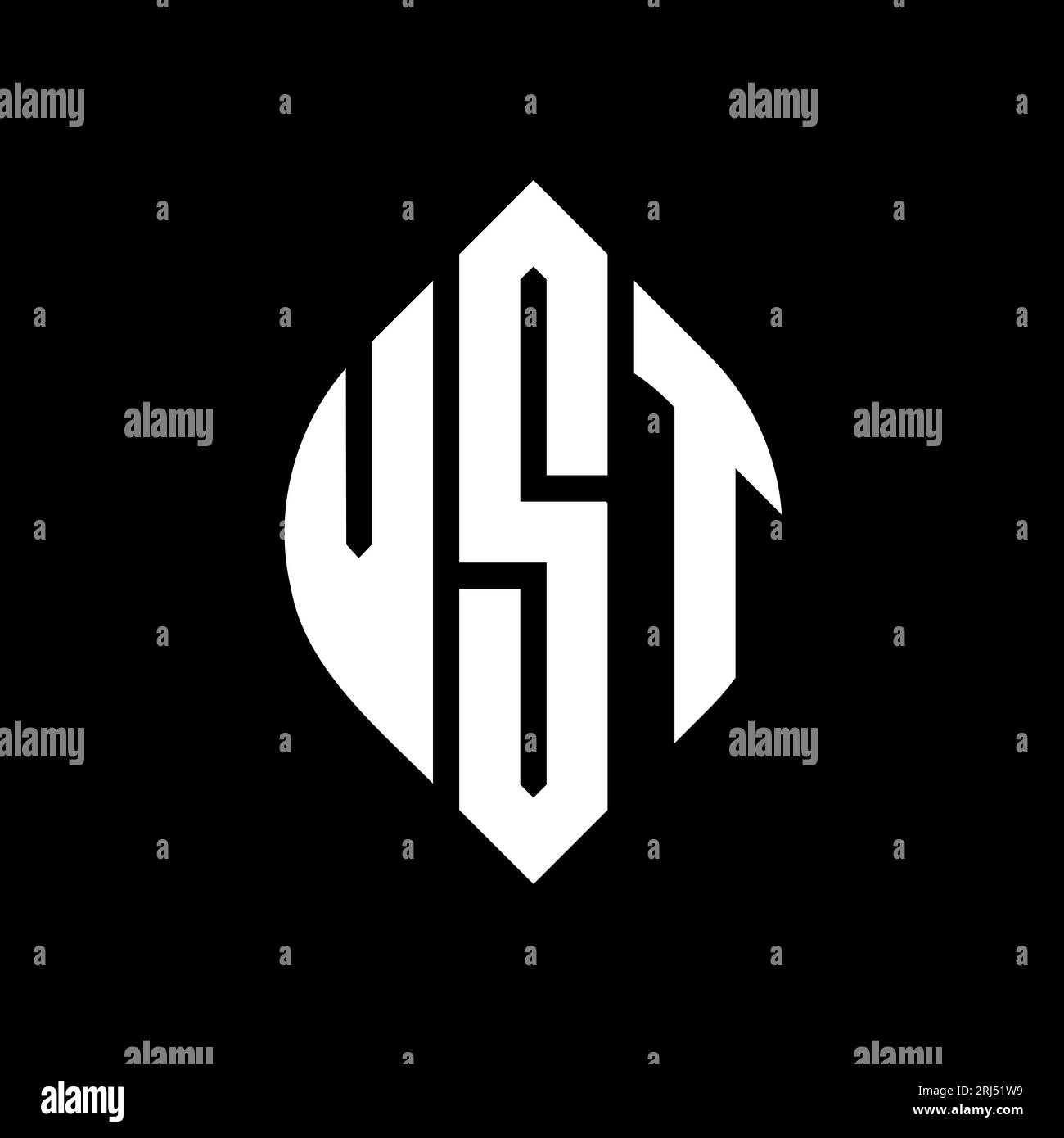 VST circle letter logo design with circle and ellipse shape. VST ...