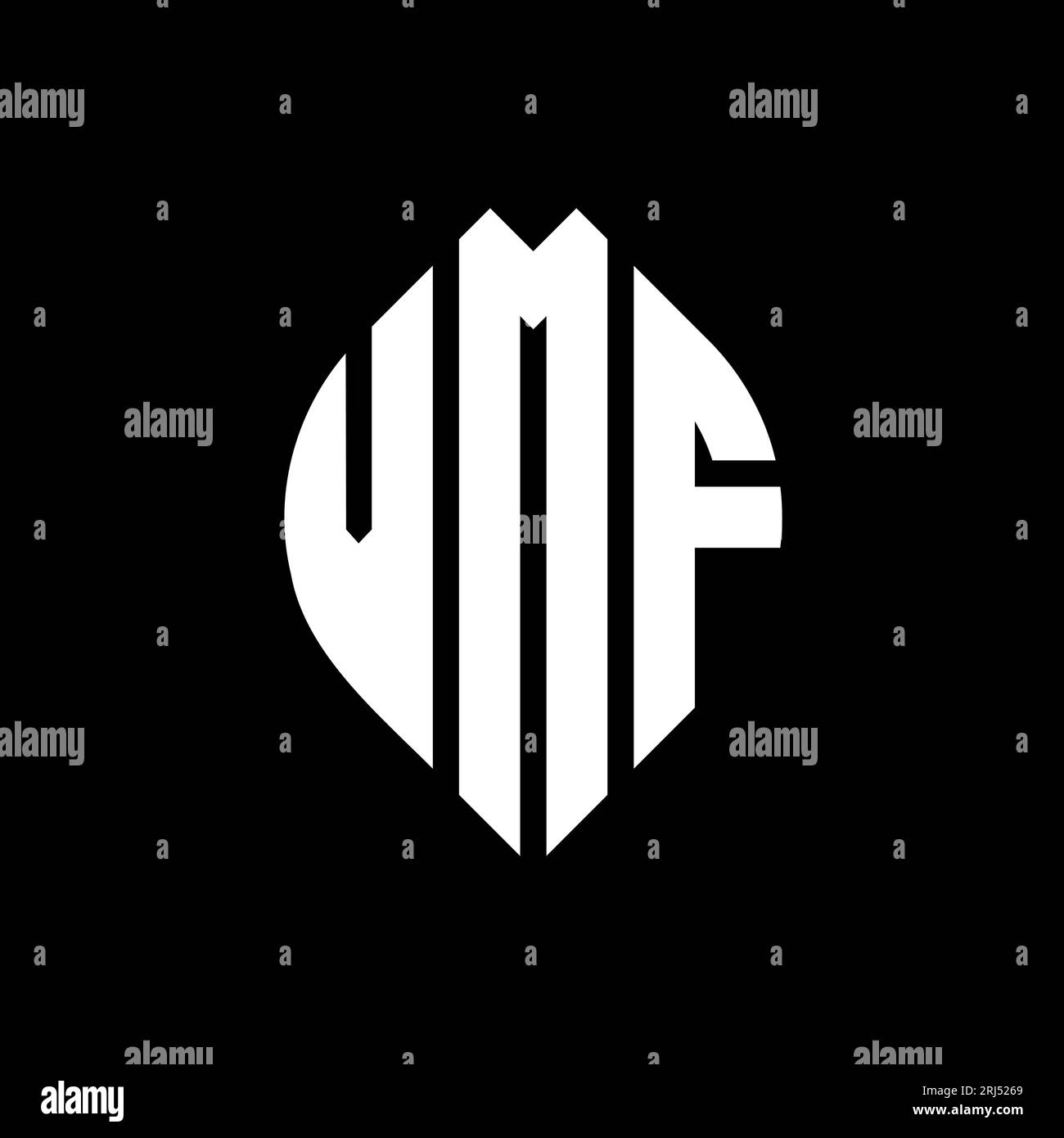 VMF circle letter logo design with circle and ellipse shape. VMF ...