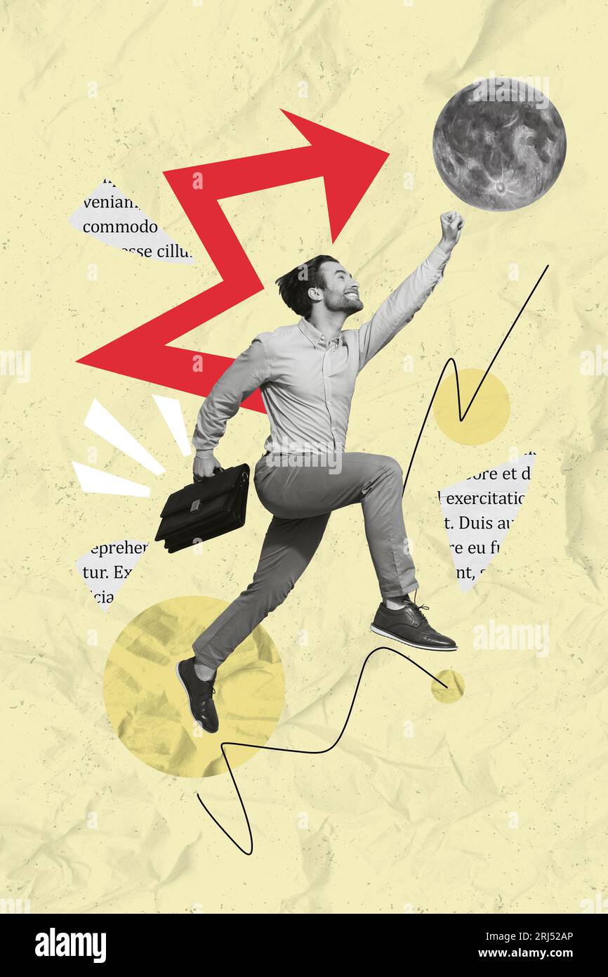 3d collage template of running fast rush businessman arrow up stock ...