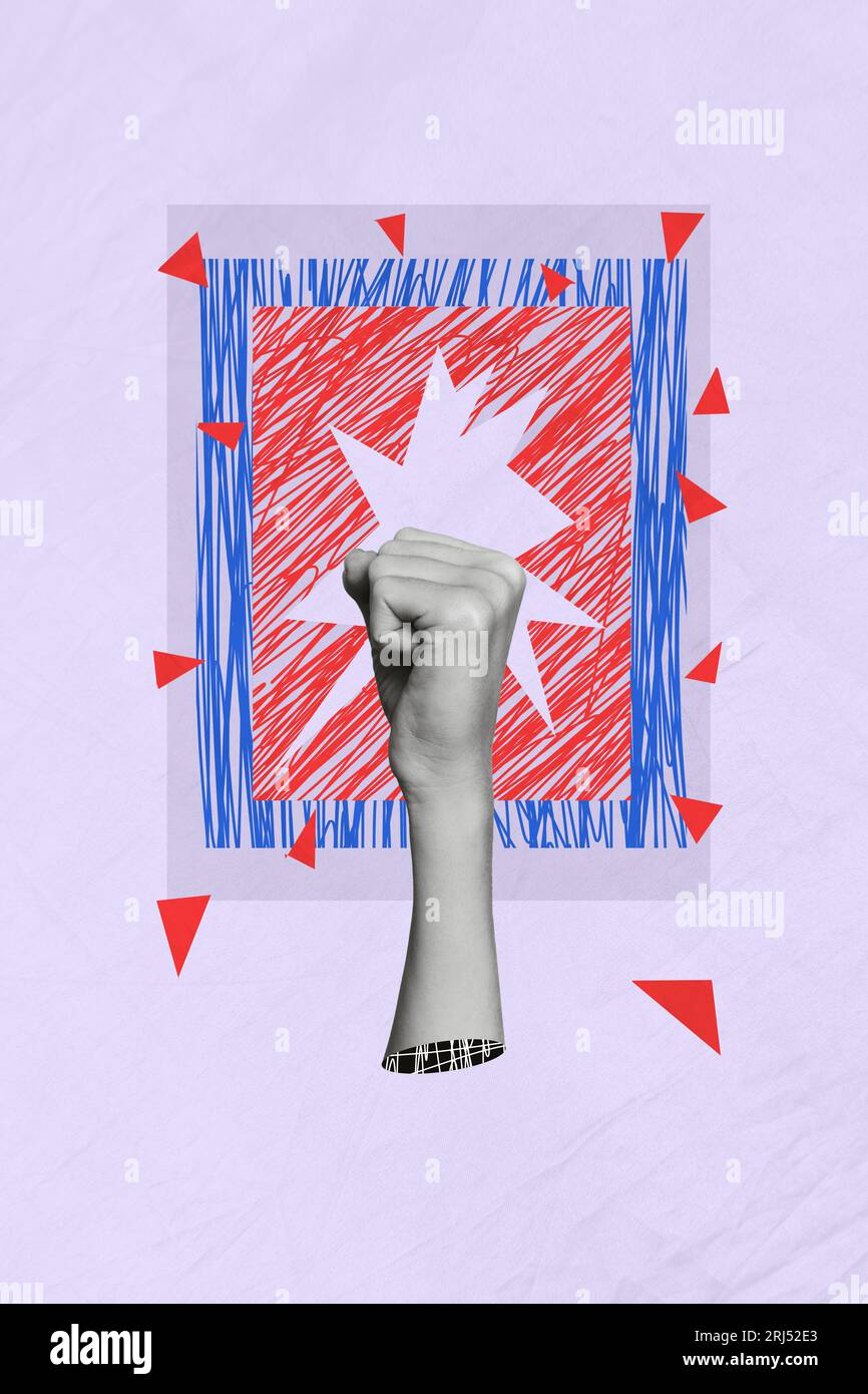Vertical poster collage image of person human arm fist punch isolated ...