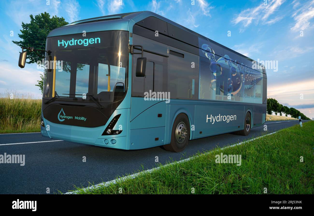 Hydrogen-powered bus on the road Stock Photo - Alamy