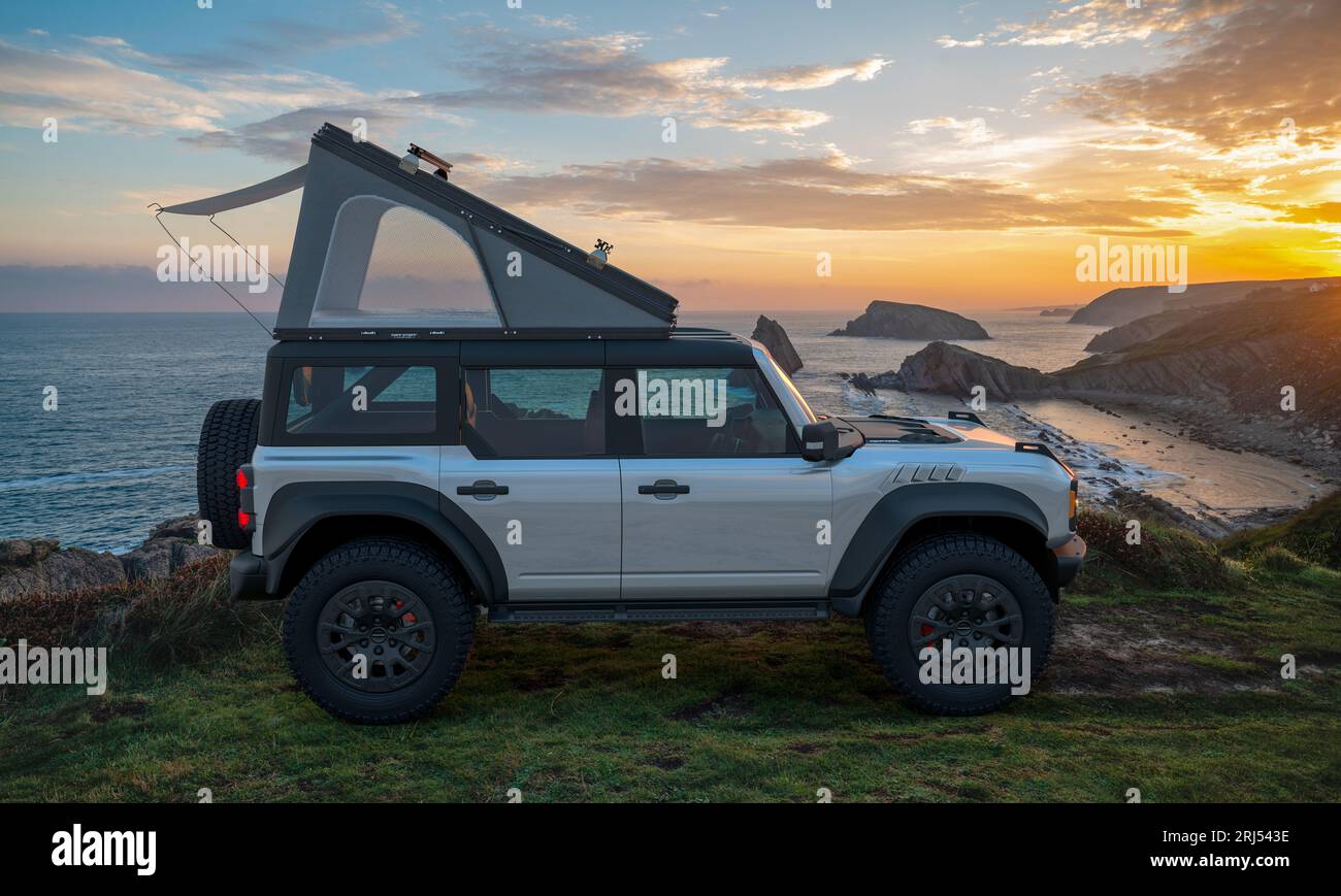 Ford Bronco Raptor in wild terrain, equipped with expedition gear and a ...