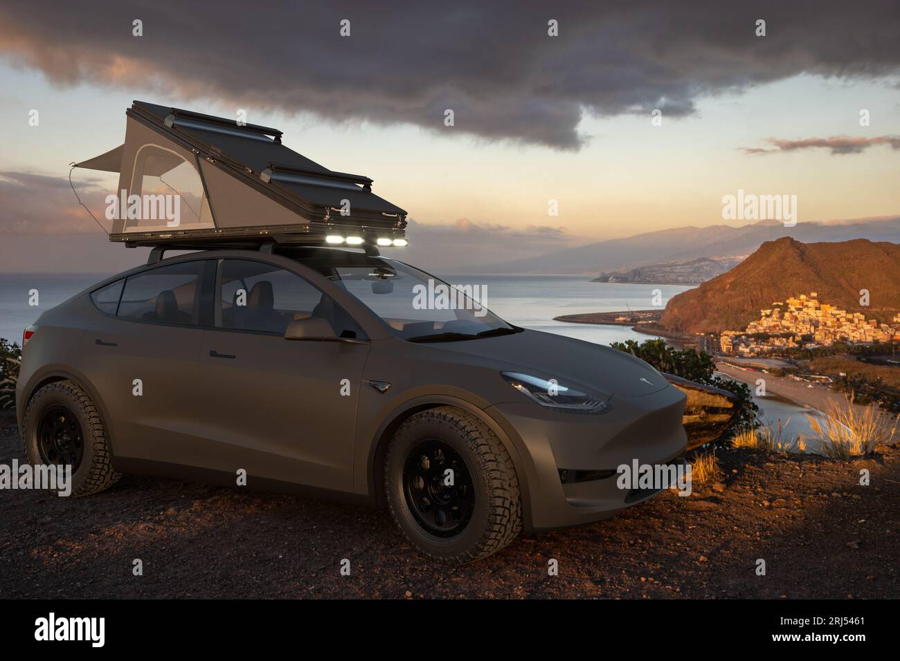 Tesla Model Y tuned for off-road use Stock Photo - Alamy