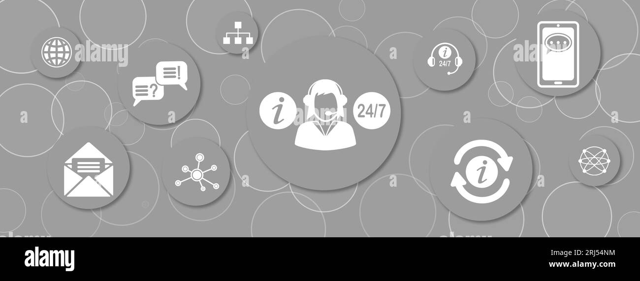 Concept of customer service with icons on circles Stock Photo - Alamy