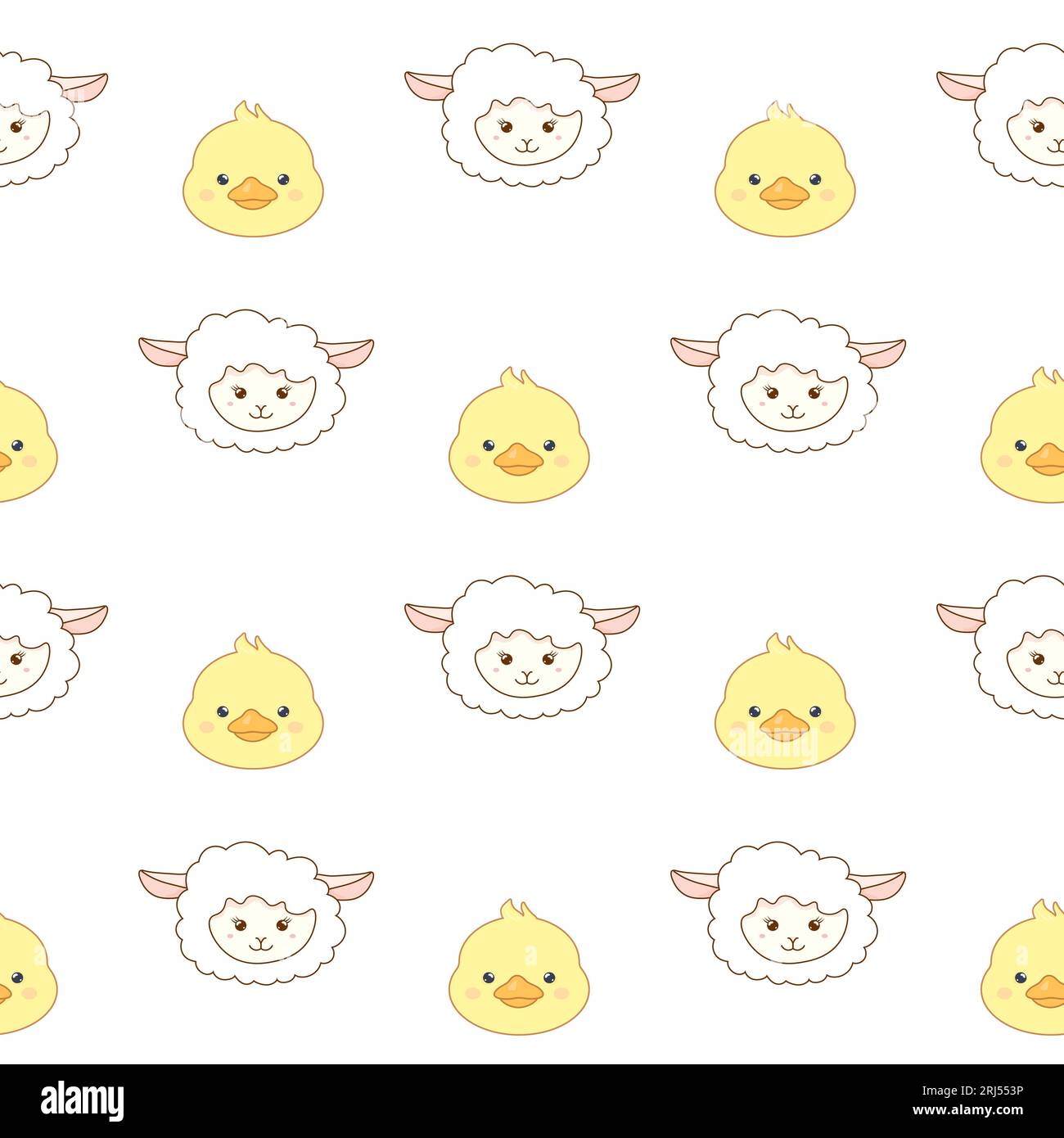 Pattern seamless animals cute farm animals cow, sheep, chicken, pig ...