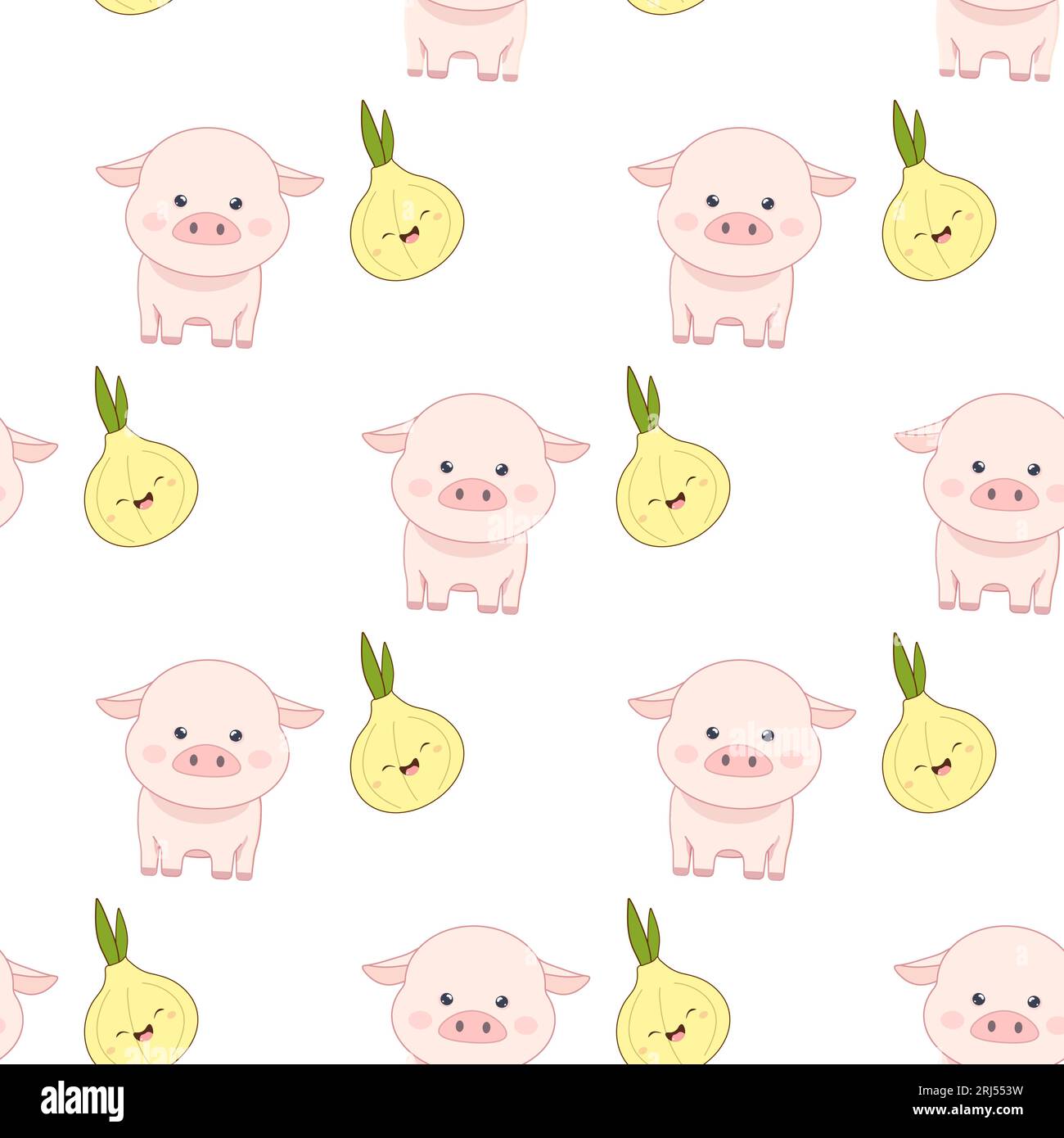 Pattern seamless animals cute farm animals cow, sheep, chicken, pig ...
