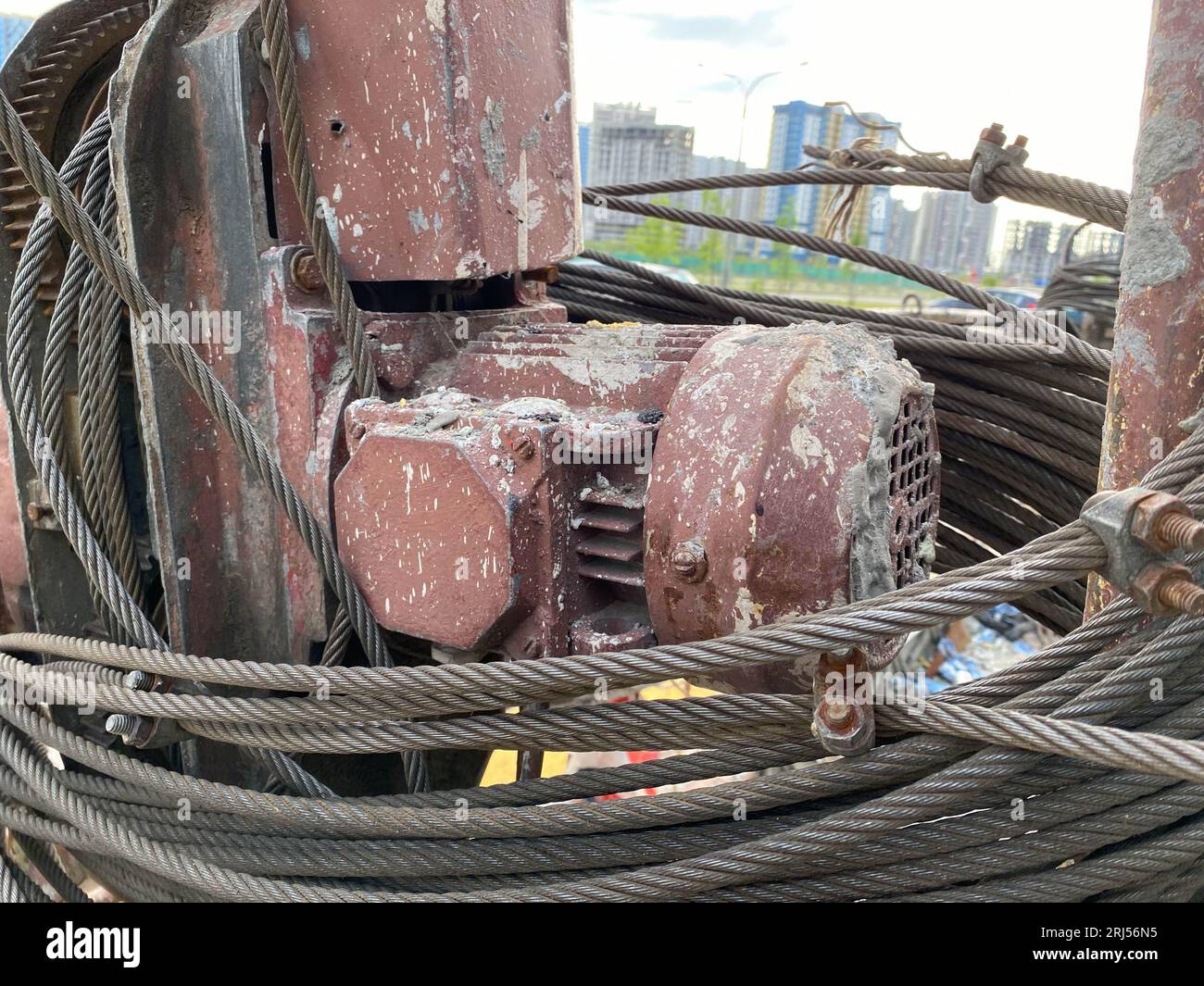 Industrial electric asynchronous electric motor construction dirty ...