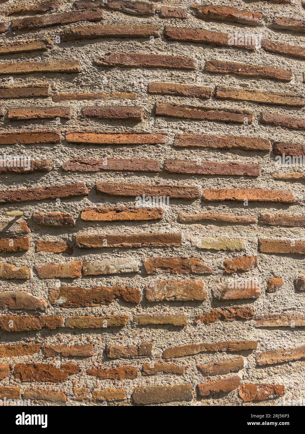 brick wall of red color, wide panorama of masonry , the old red brick ...