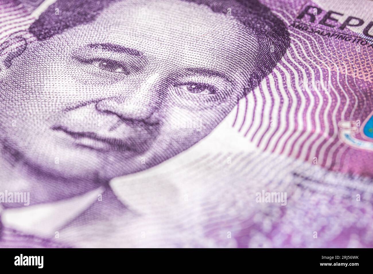 Extreme macro photography of a 100 Peso banknote. Ultra close up of a ...