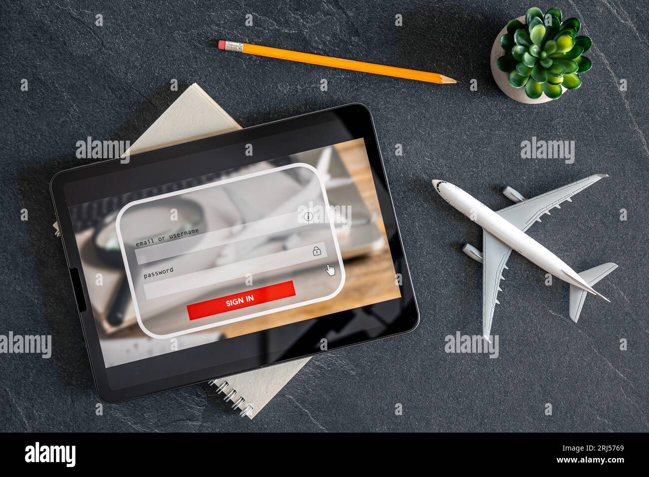 Login box, username and password inputs on virtual digital display ...