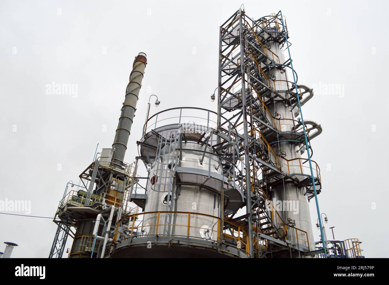 Installation for primary oil refining. Oil and gas refinery Stock Photo ...